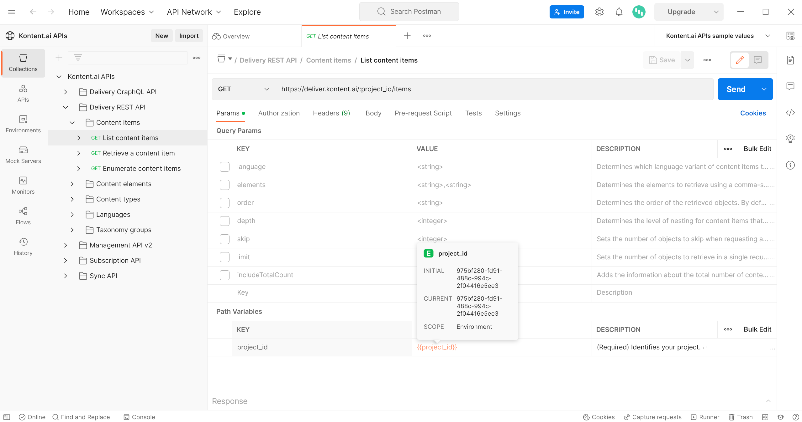 Postman collection | Kontent.ai Learn